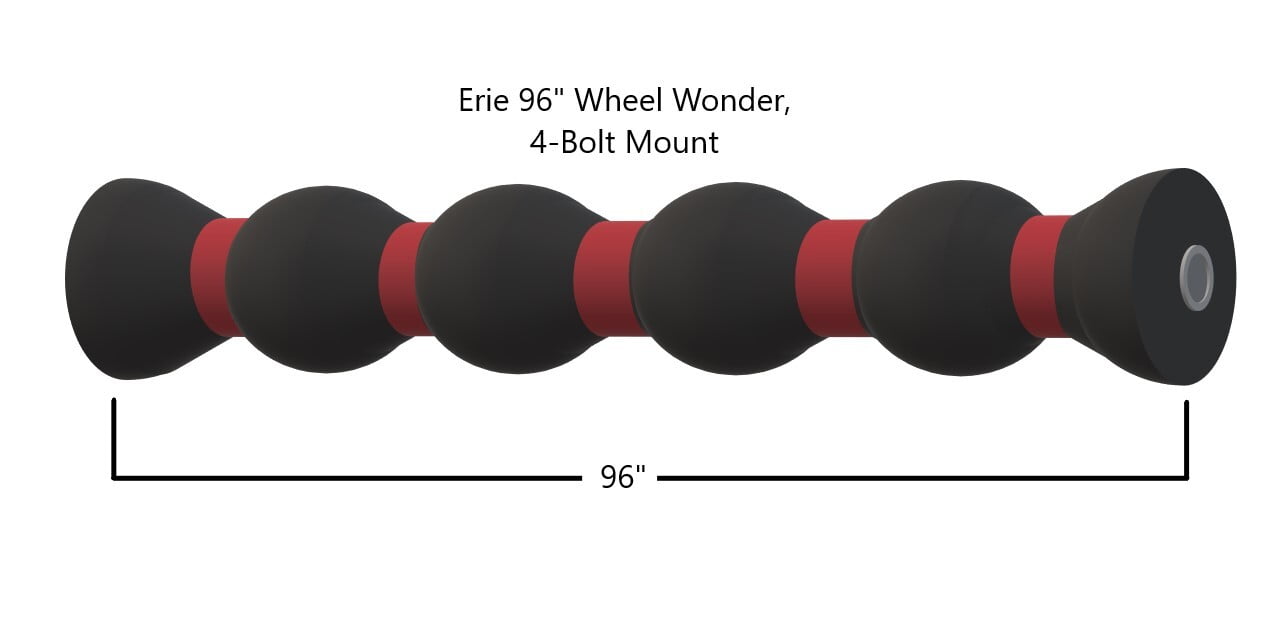 Erie 96" Wheel Wonder Tire Brush, 4-Bolt Mount - Black/Red